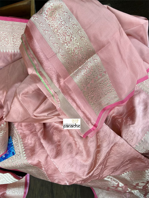 Pure Silk Mashru Banarasi- Dusty Rose Pink – Panache-The Desi Creations