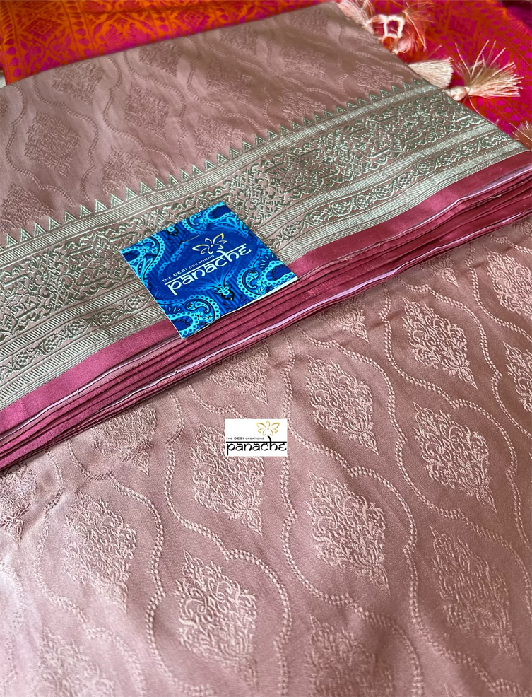 Pure Silk Mashru Banarasi- Dusty Rose Pink – Panache-The Desi Creations
