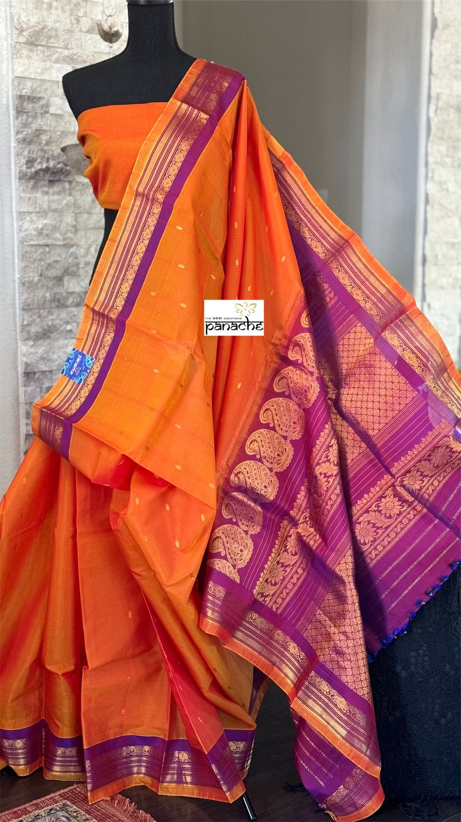 Gadwal SICO - Orange Purple – Panache-The Desi Creations