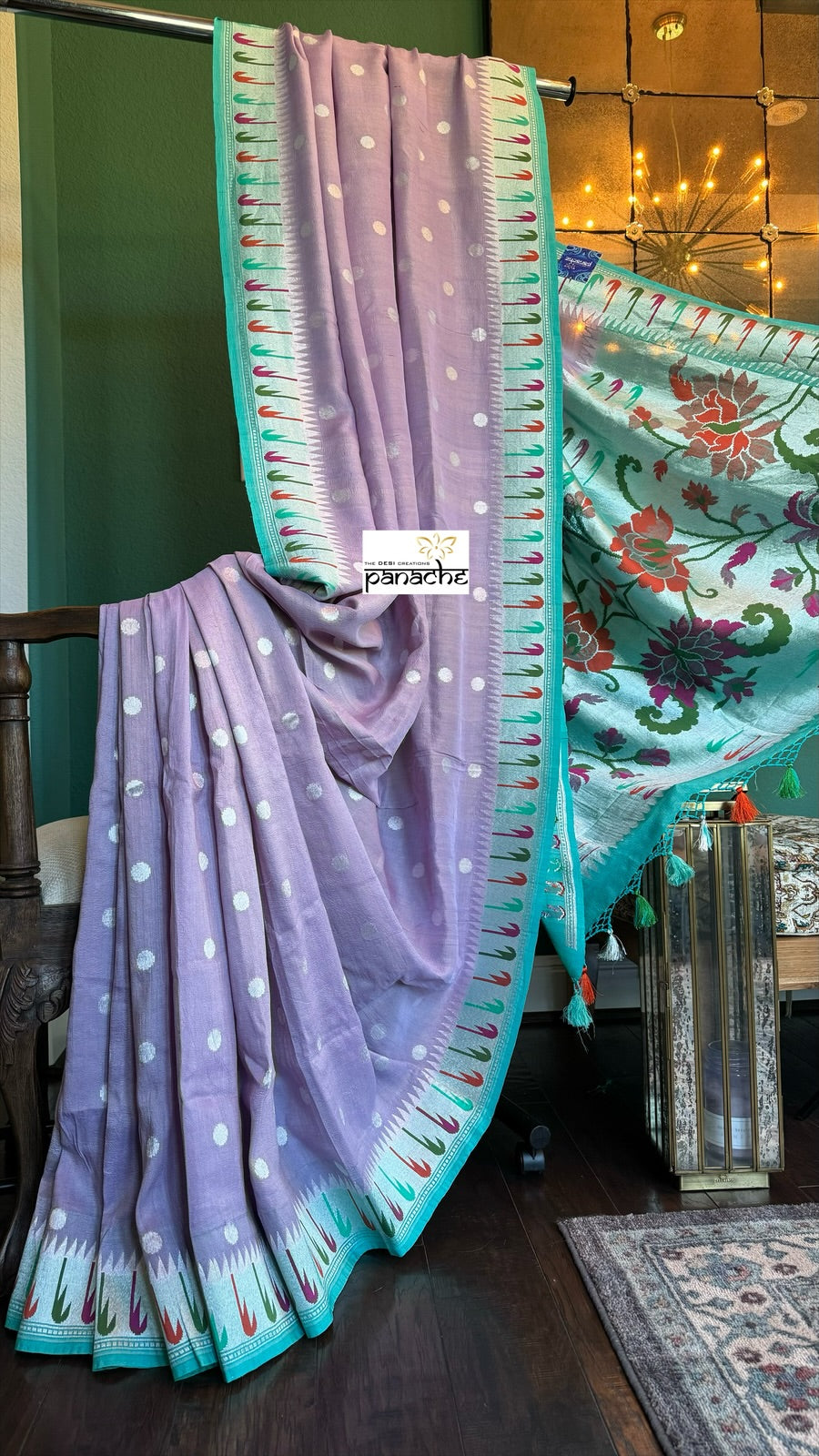 Tussar Georgette Banarasi- Light Mauve Antique Silver – Panache-The ...