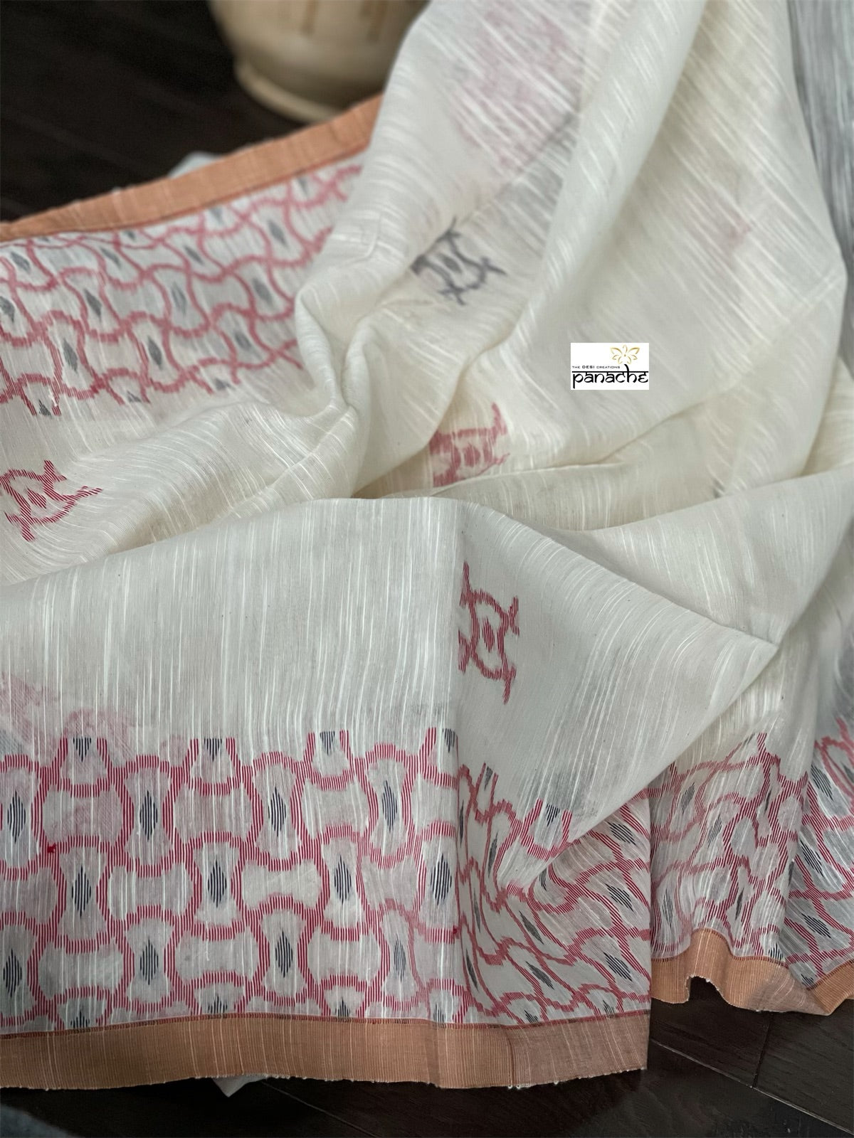 Pure Khadi Handloom - Off-White Black Maroon Woven – Panache-The Desi ...