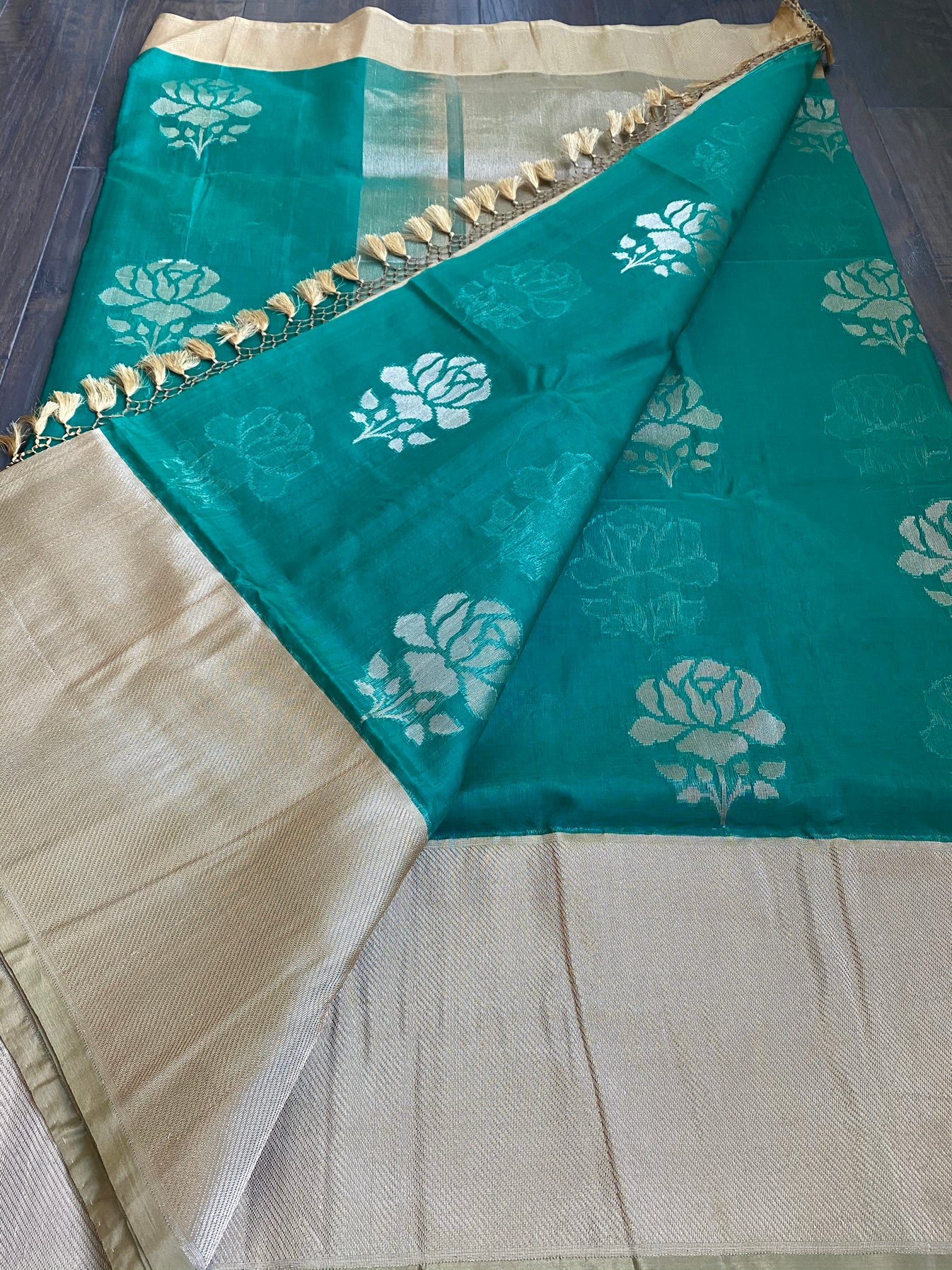 Kora Silk Banarasi - Teal Green – Panache-The Desi Creations