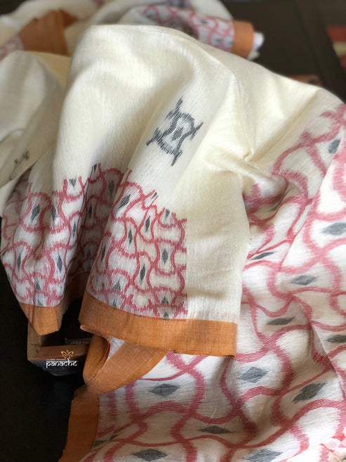 Pure Khadi Handloom - Off-White Black Maroon Woven – Panache-The Desi ...